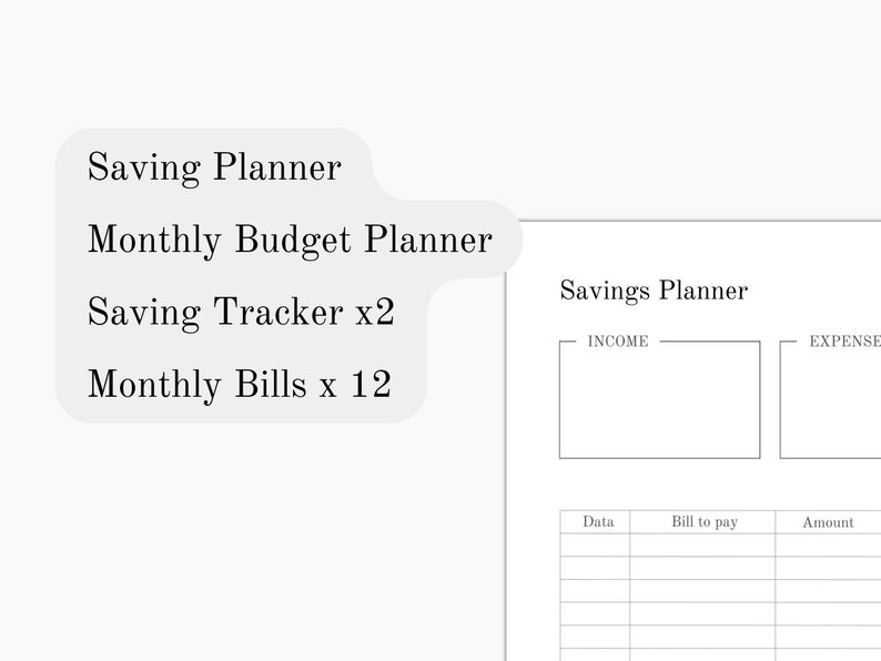 Finance Budget Planner Pdf Printable Planner Savings Tracker Bills ...