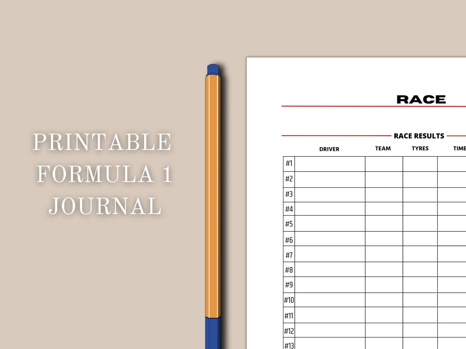 Formula One Journal, F1 Drivers Points Tracker, Formula 1 Printable ...