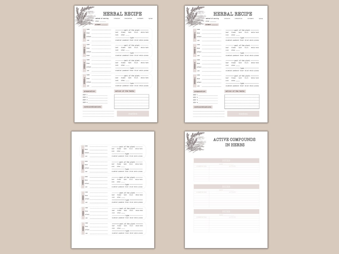 Herbalist Journal | Herb Planner | Herb Recipe | Materia Medica ...