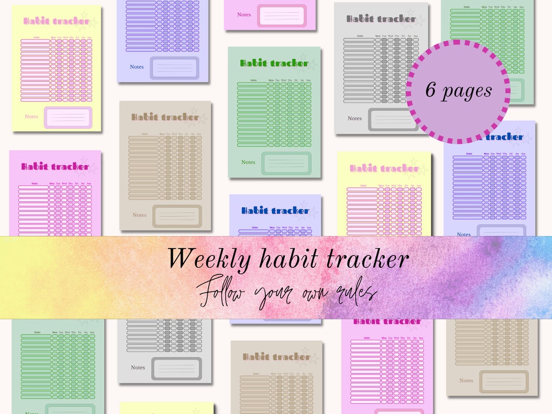 Digital Habit Tracker, Printable Habit Tracker, Colorful Habit Tracker ...