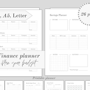Finance Budget Planner Pdf Printable Planner Savings Tracker Bills ...