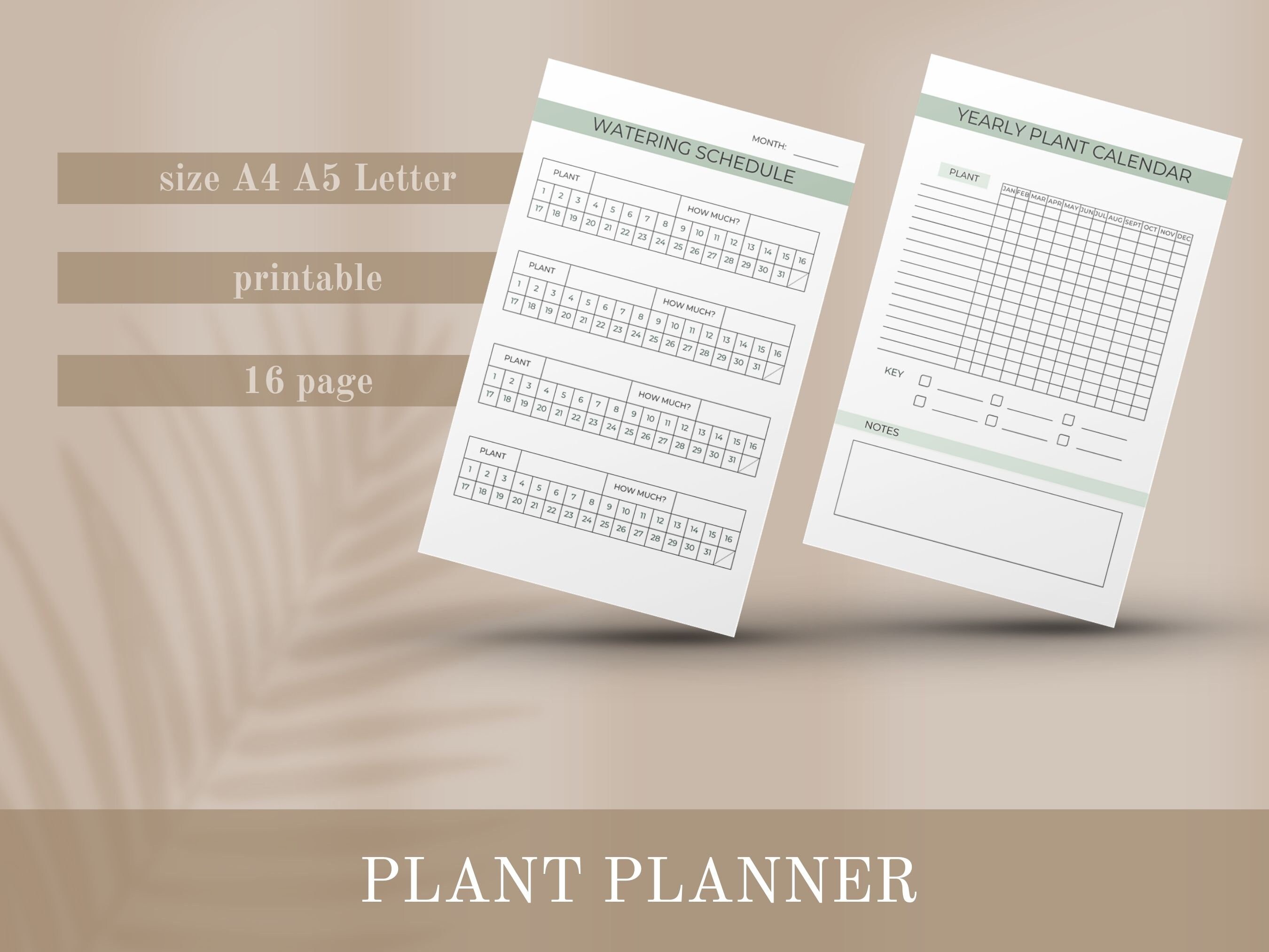 Plant Planner Printable Pdf Planner A4 Care Planner Watering Tracker ...