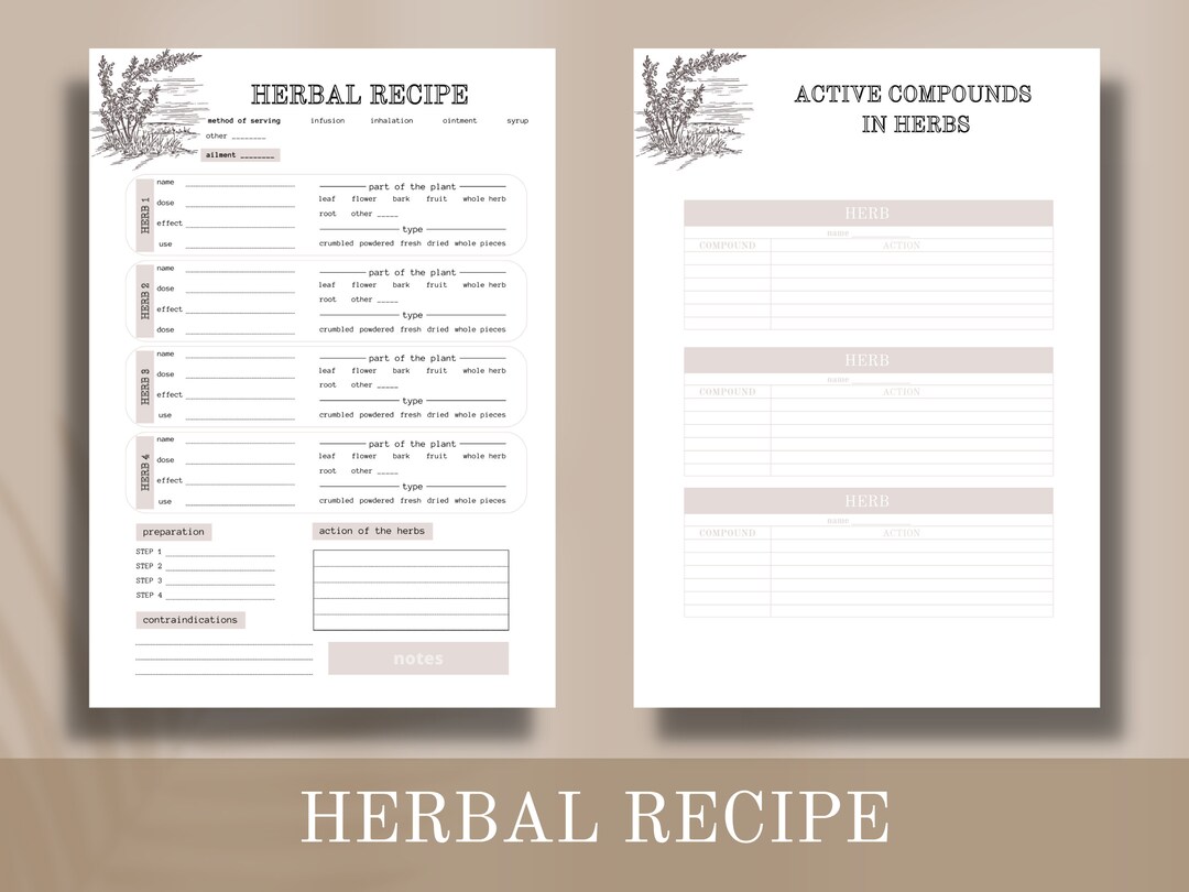 Herbalist Journal | Herb Planner | Herb Recipe | Materia Medica ...