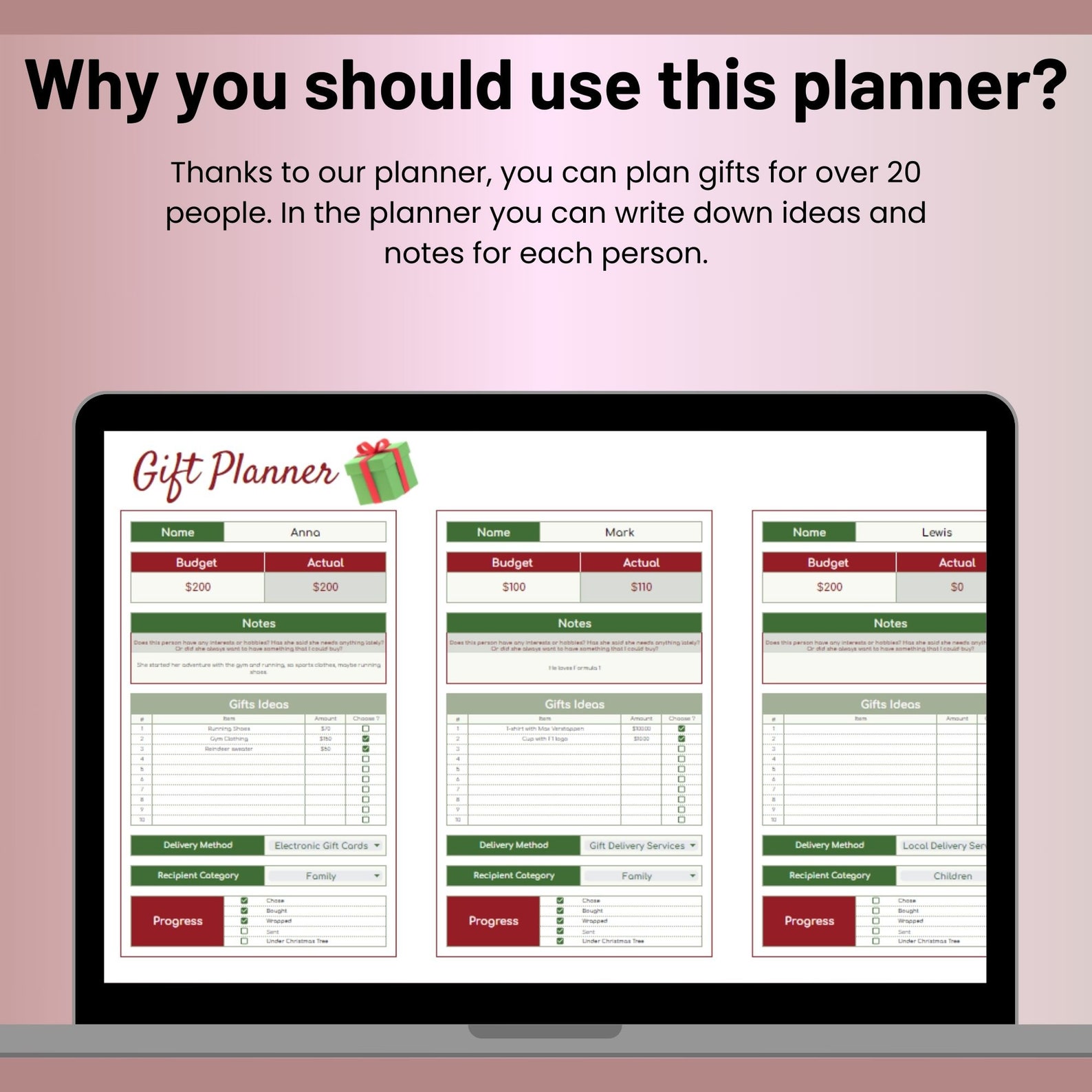 Christmas Gifts List Spreadsheet, Google Sheet Gifts Tracker, Christmas ...