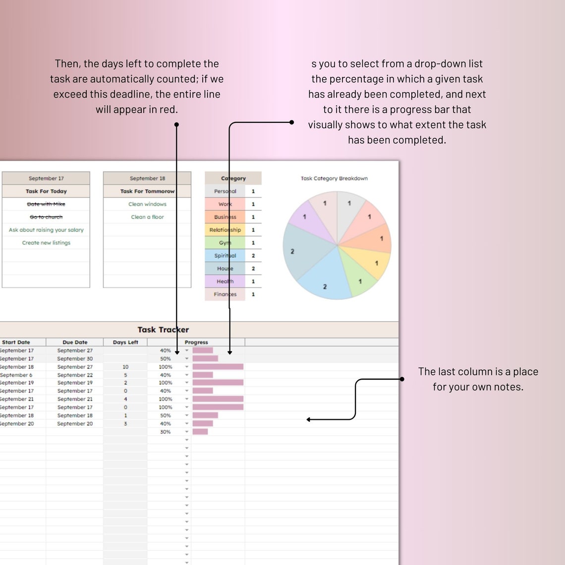 Task Tracker | Activity Tracker | Things to Do List | to Do Spreadsheet ...
