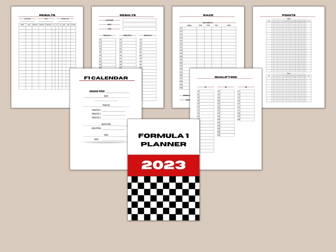 Formula One Journal, F1 Drivers Points Tracker, Formula 1 Printable ...