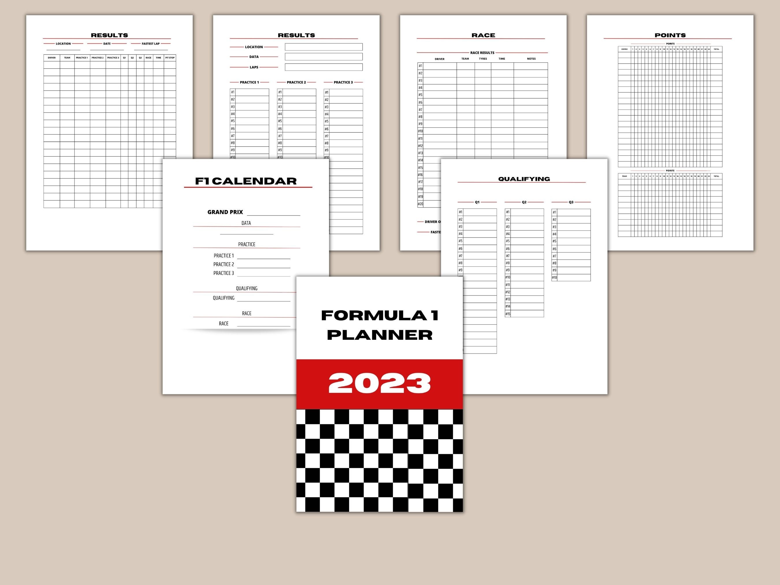Formula One Journal, F1 Drivers Points Tracker, Formula 1 Printable ...