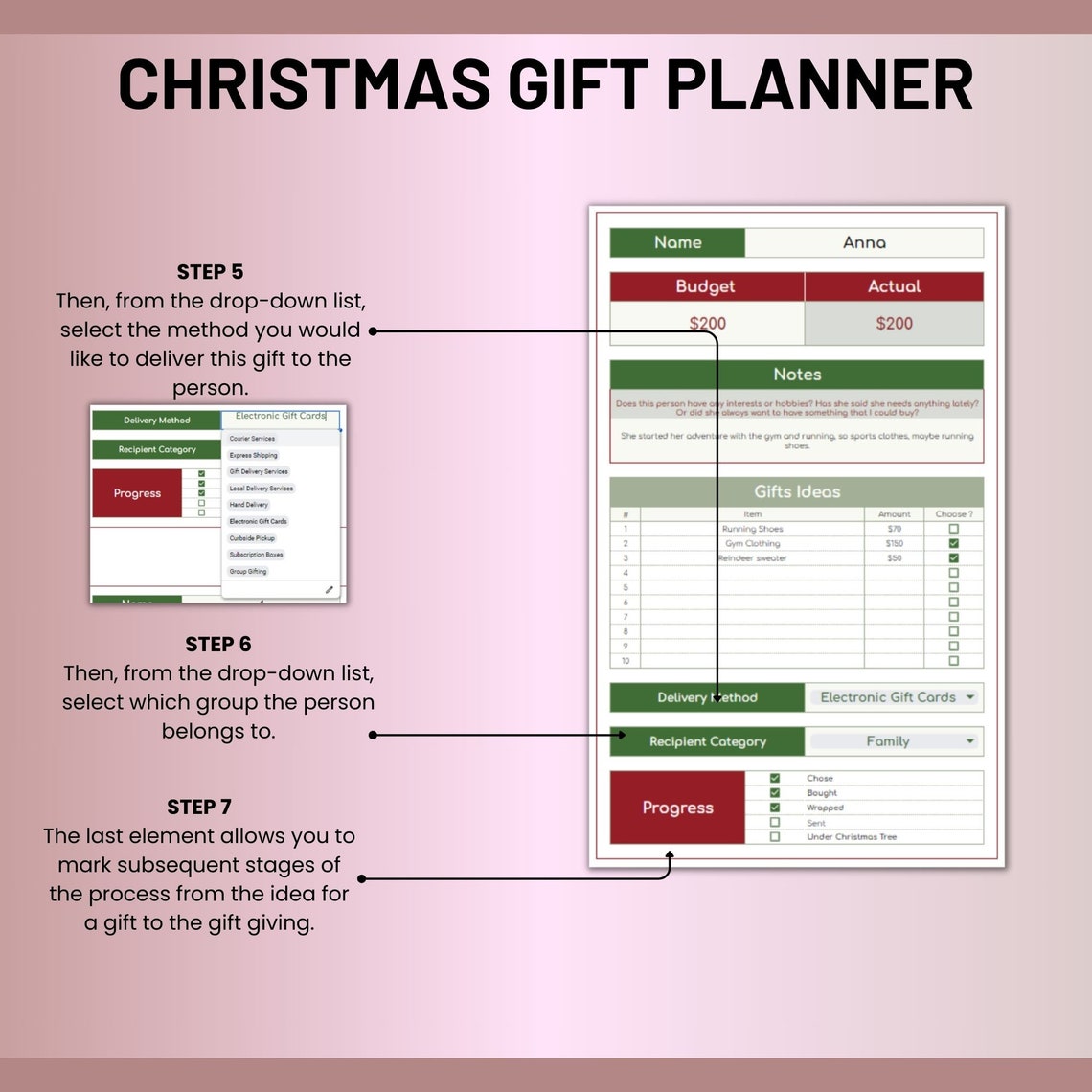 Christmas Gifts List Spreadsheet, Google Sheet Gifts Tracker, Christmas ...