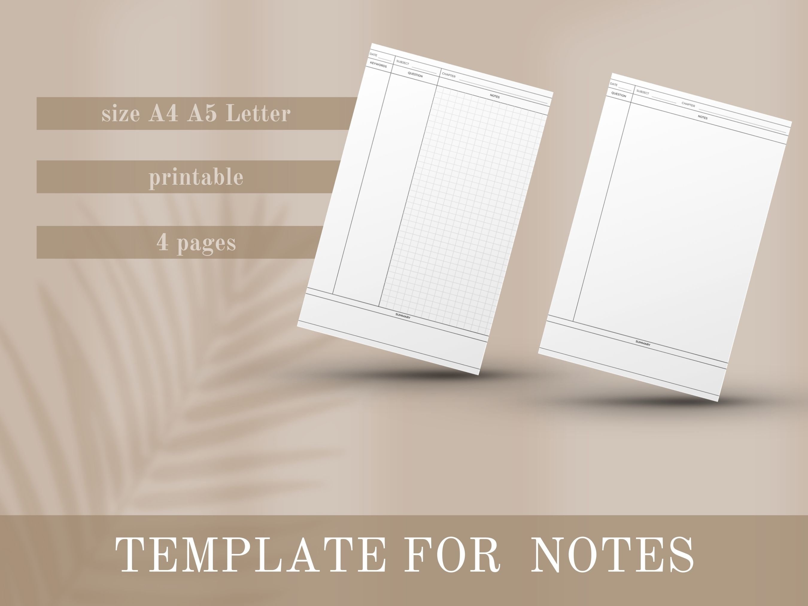 Printable Notepaper Student Note Taking Print Paper for Notes Print ...