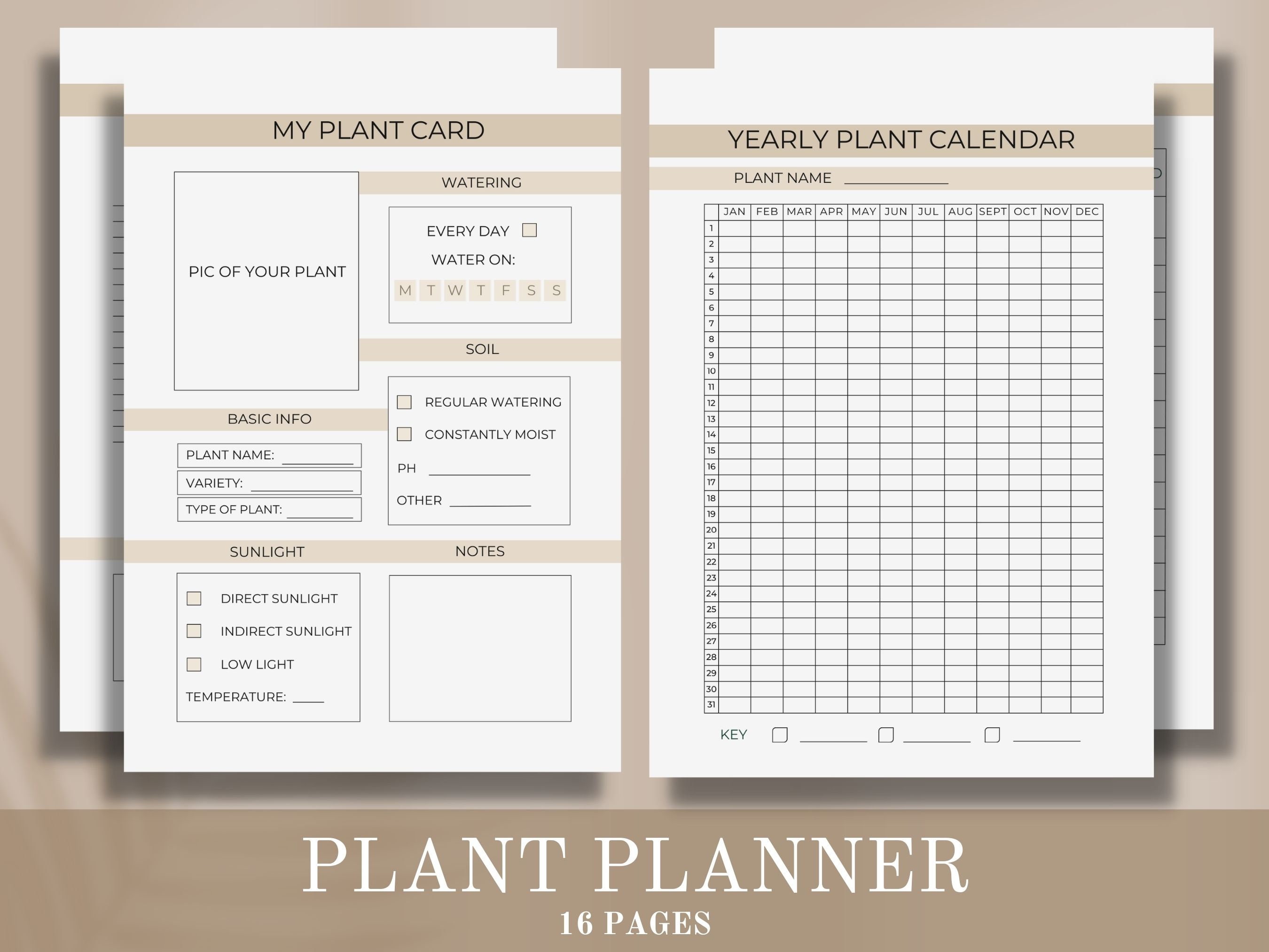 Plant Planner Printable Pdf Planner A4 Care Planner Watering Tracker ...