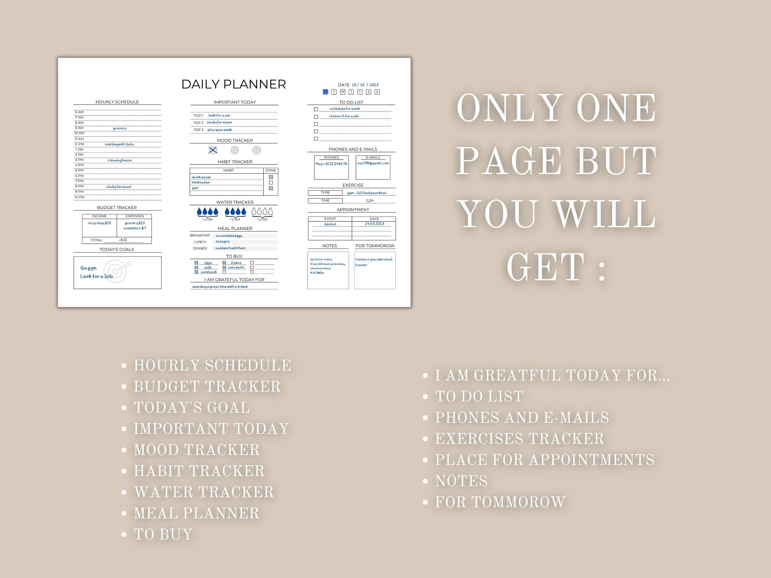 Daily Planner Printable Template Pdf for Productive Day Planner ...
