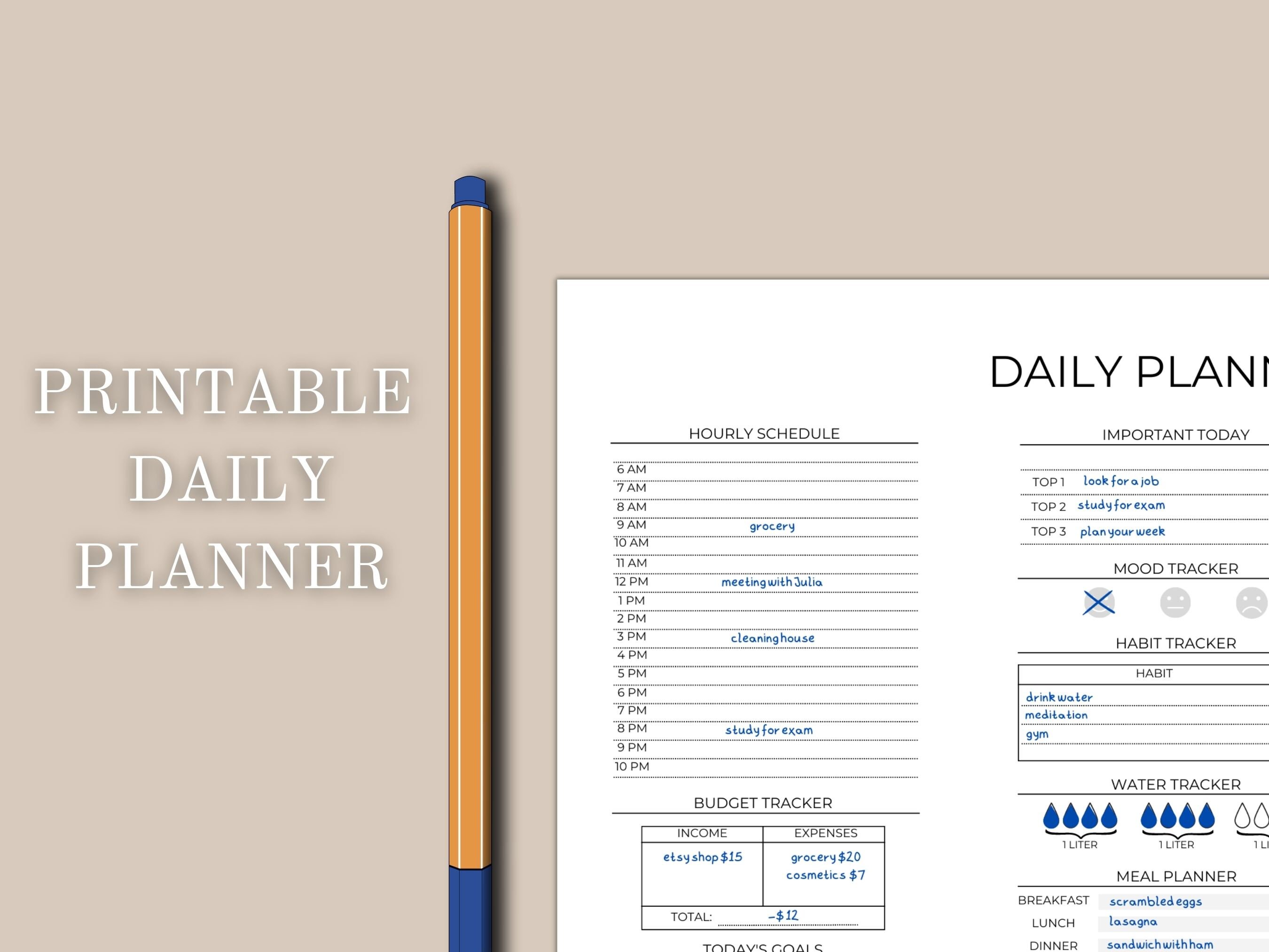 Daily Planner Printable Template Pdf for Productive Day Planner ...