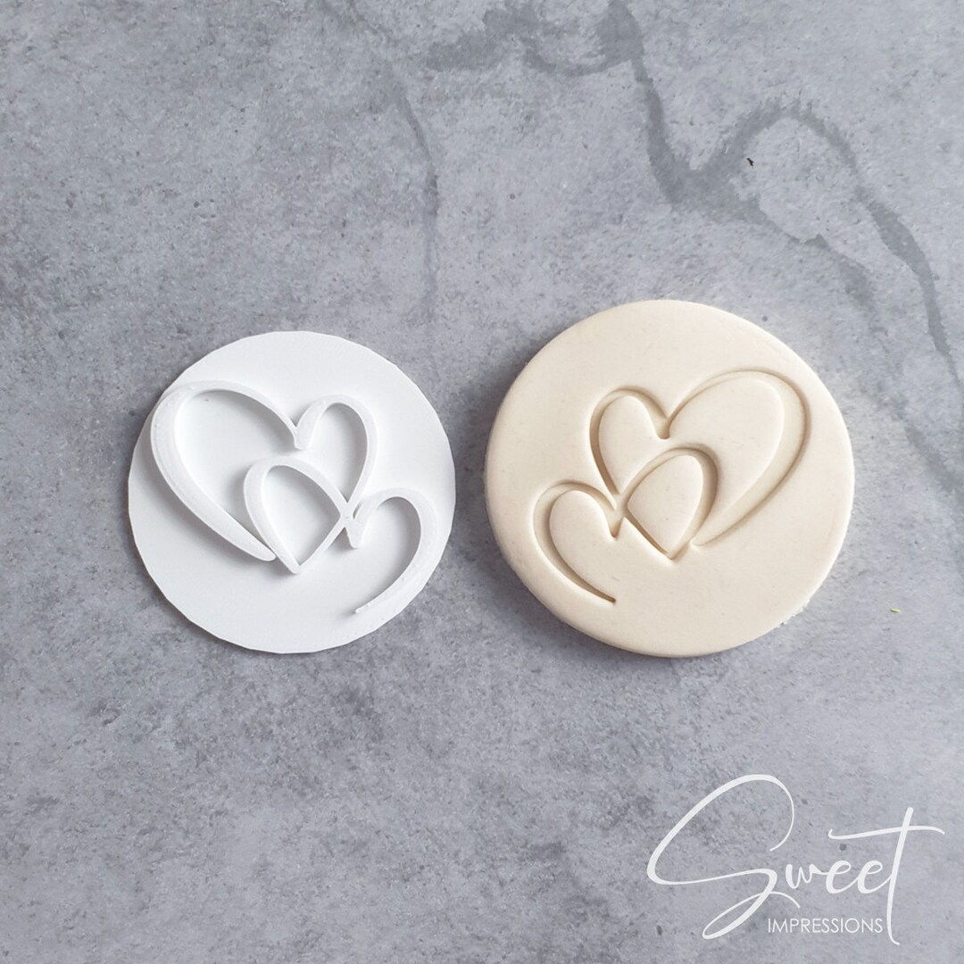 Double Heart Cupcake Icing Stamp Minimalist Anniversary Gifts Fondant ...