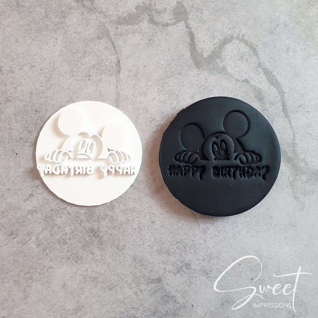 Mickey Mouse Happy Birthday Cookie Fondant Embosser Stamp Birthday ...