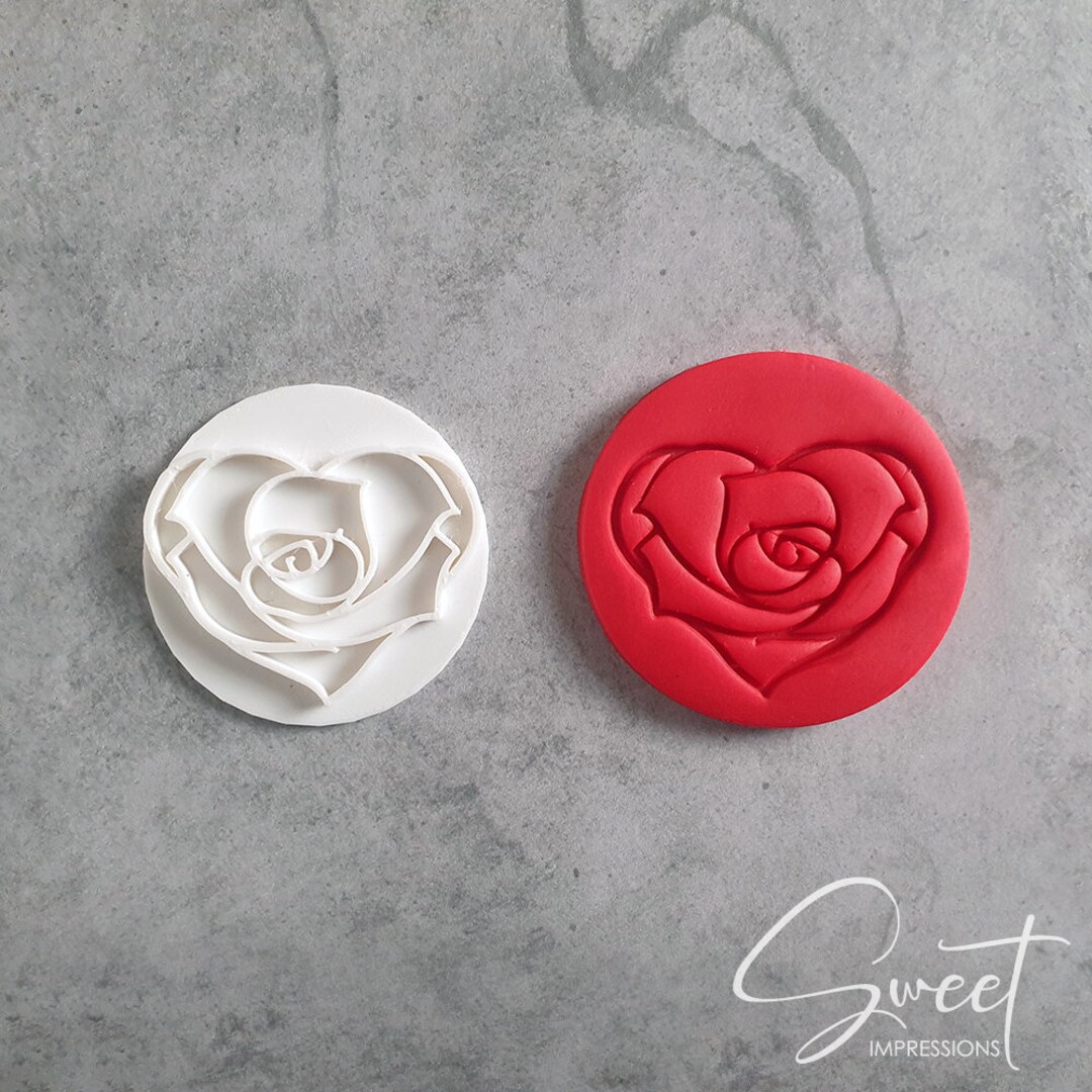 Rose Heart Cupcake Icing Stamp Gifts for Him Fondant Icing Embosser ...