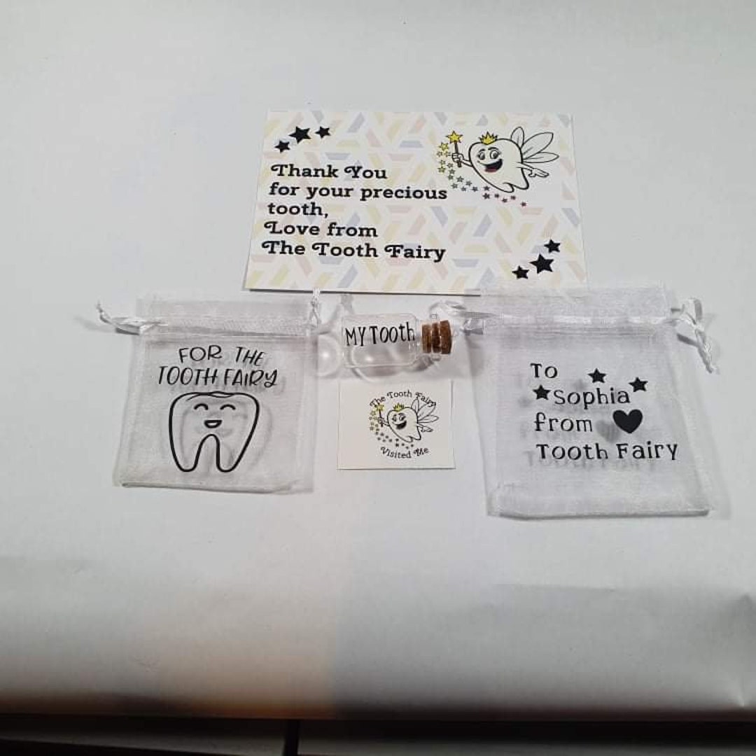 Personalised Tooth Fairy Bag, Tooth Fairy Sticker, First Tooth Keepsake ...