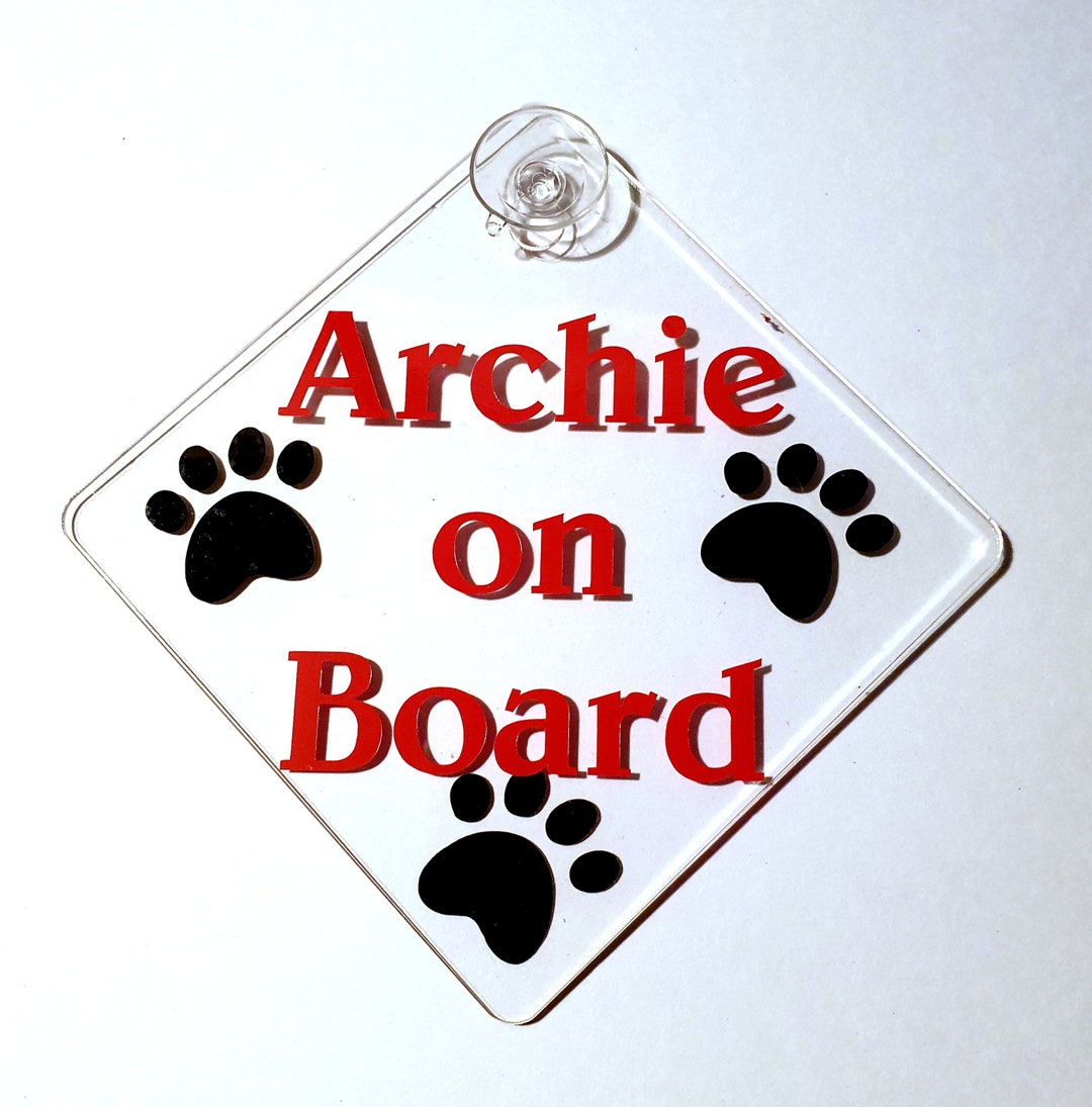 Personalised Dog on Board, Car Sign, Suction Cup Sign, Dog Mum Gift ...