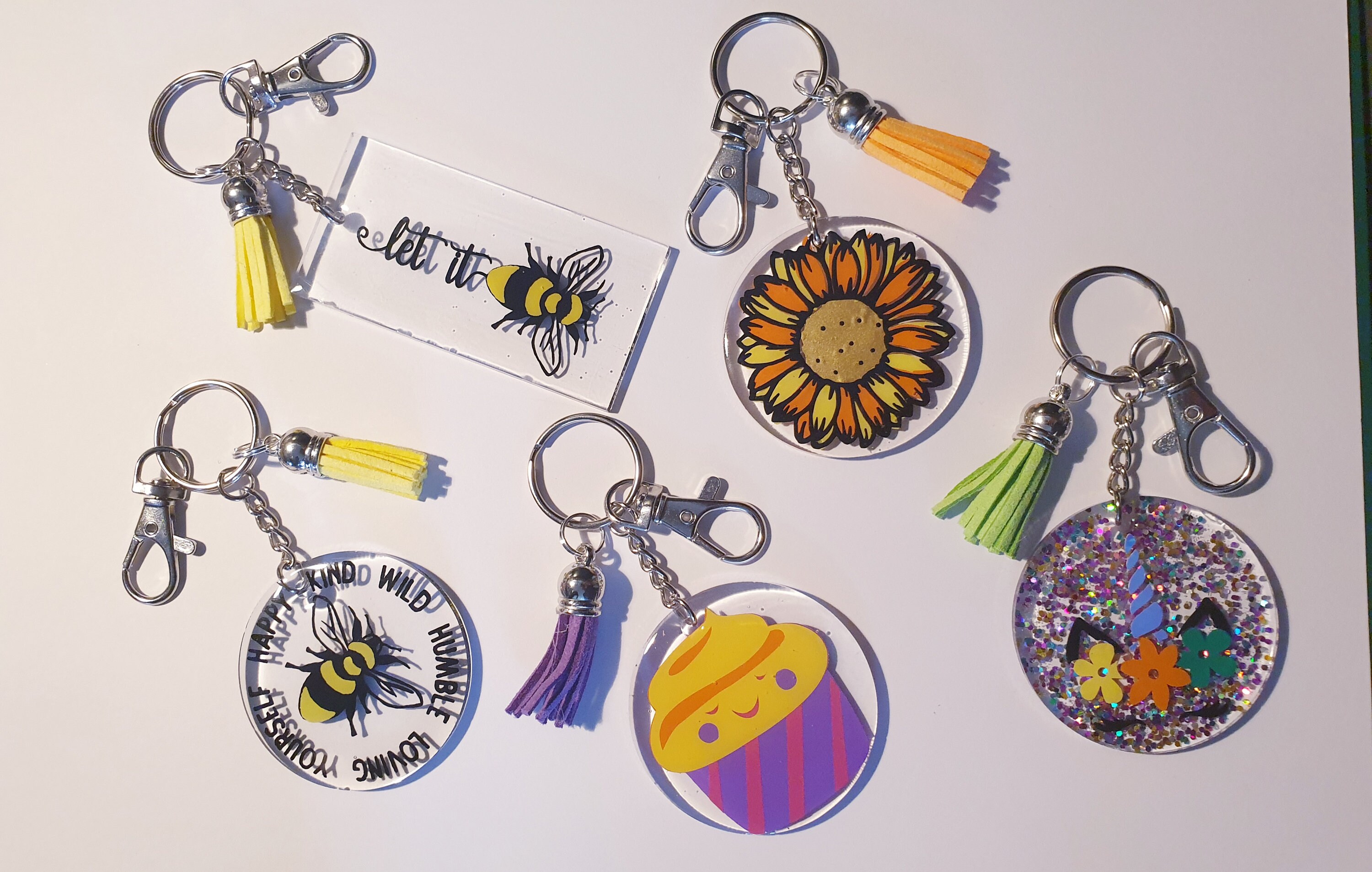 Cute Keyrings Kids Keyrings Sunflowers Bee Gifts Cupcakes - Etsy UK