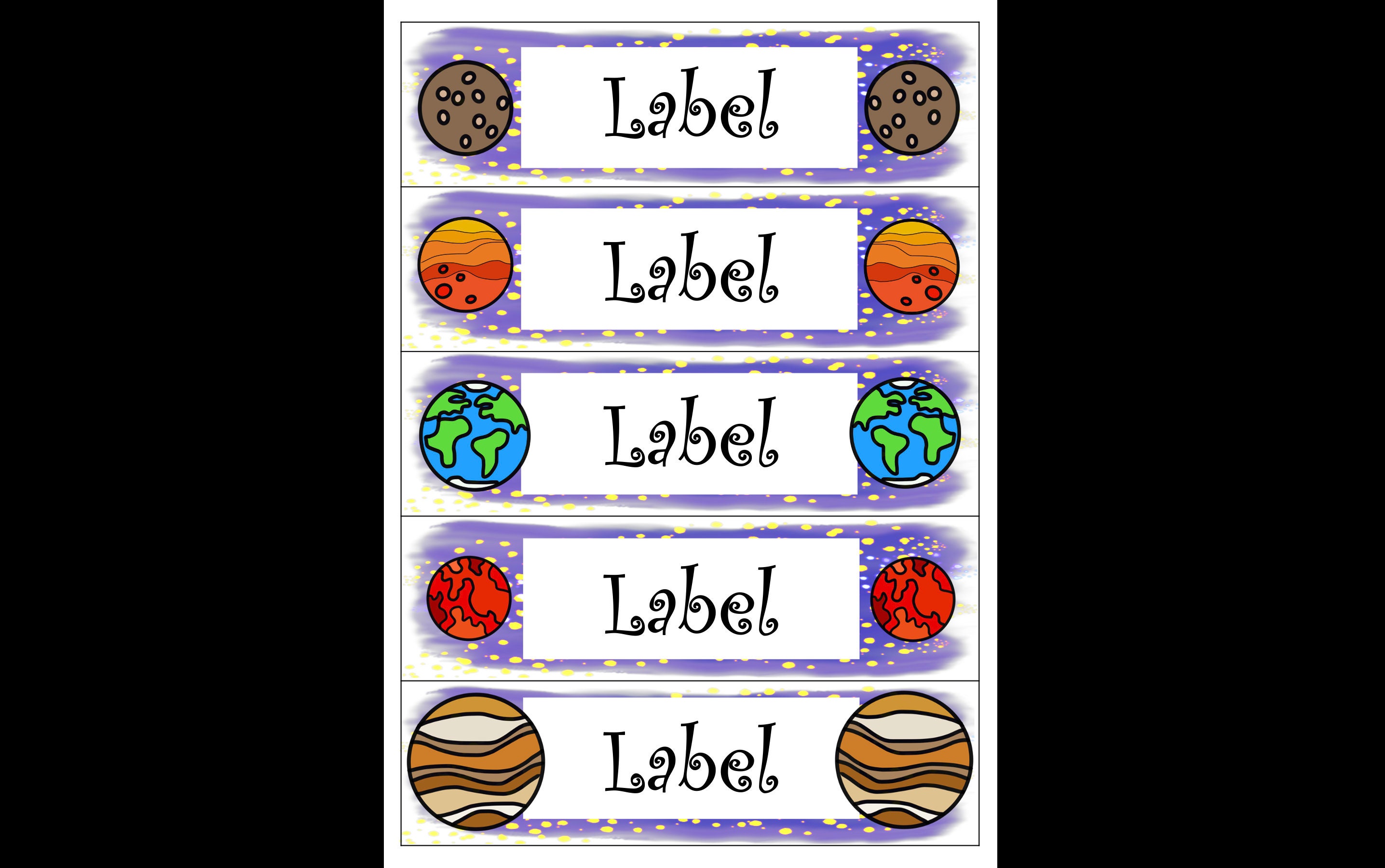 Solar System Planets Editable Labels Classroom Closet Kids Room Trays ...