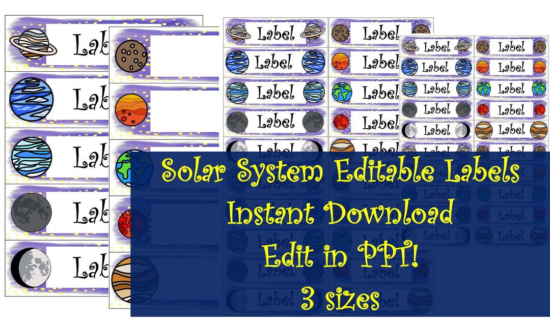 Solar System Planets Editable Labels Classroom Closet Kids Room Trays ...