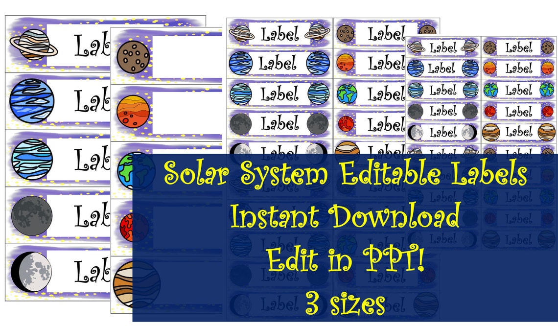 Solar System Planets Editable Labels Classroom Closet Kids Room Trays ...