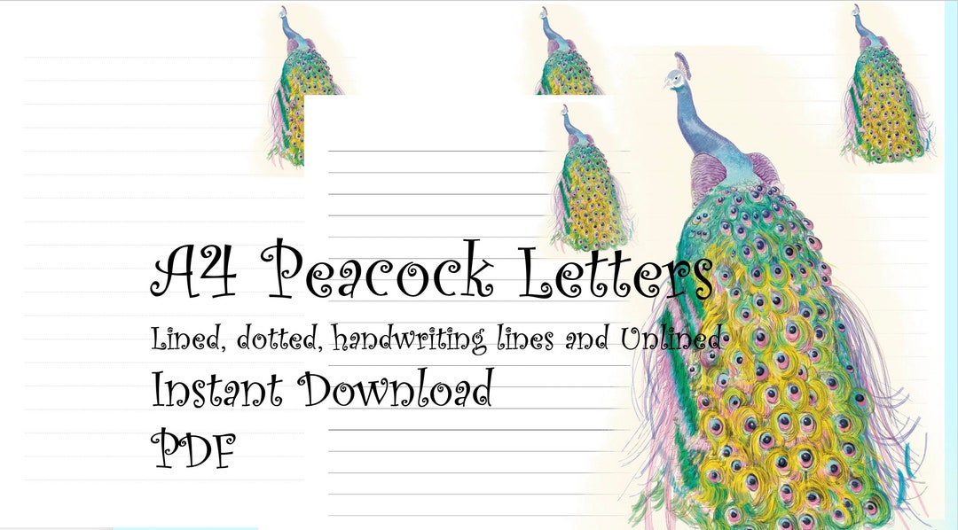 Peacock A4 PDF Letter Paper, Lined, Dotted, Handwriting and Unlined ...
