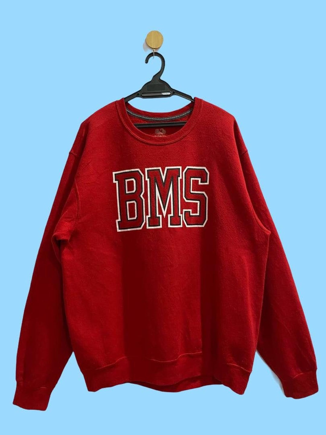 Vintage 90s BMS Sweatshirt Jumper Crewneck Fruit of the Loom Pullover ...