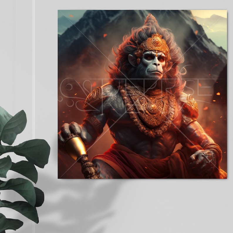 Hanuman Hindu Wall Art, Desi Art, Indian Hinduism God, Printable Wall ...