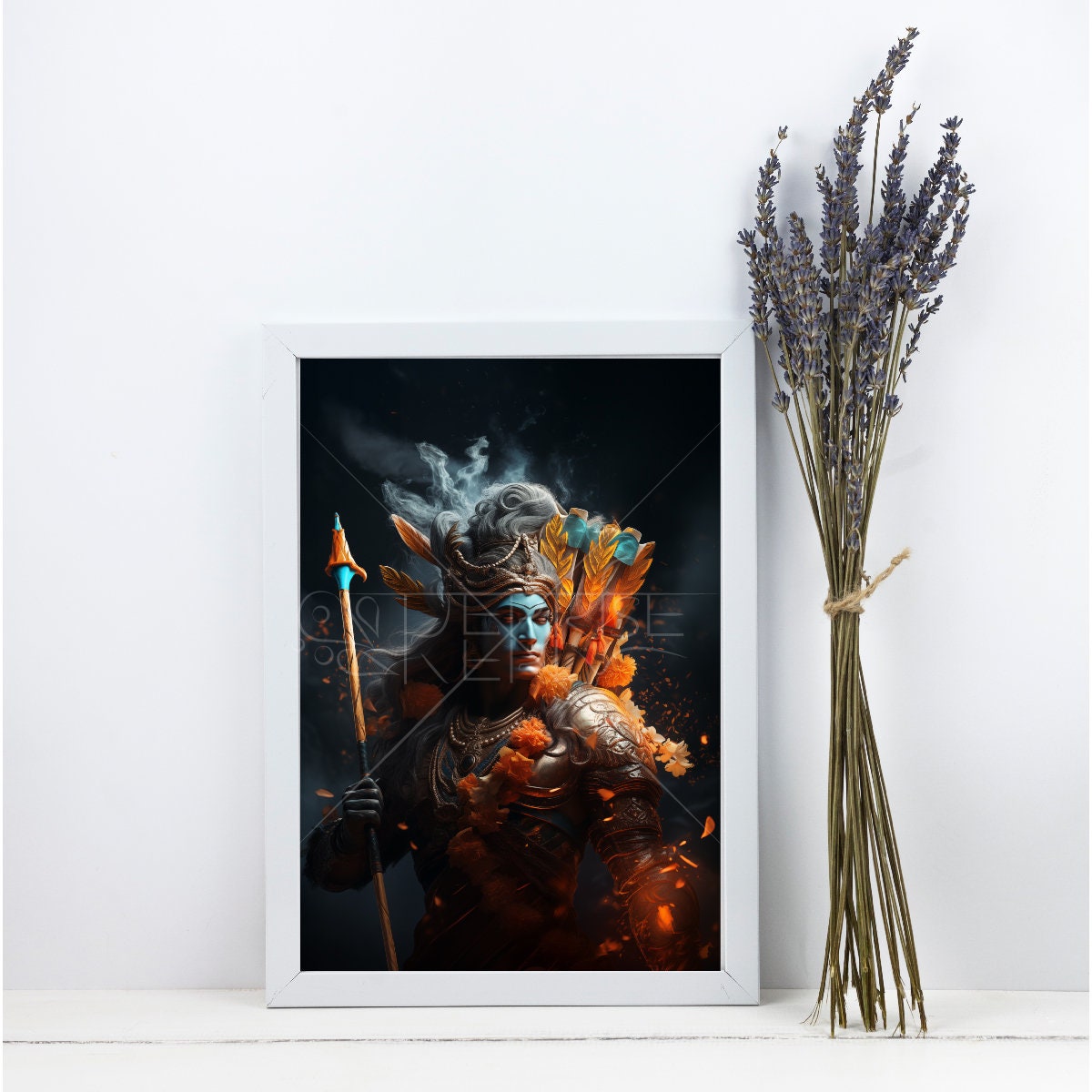 Lord Rama the Warrior, Hindu Home Decor, Spiritual Wall Art, Ramayana ...