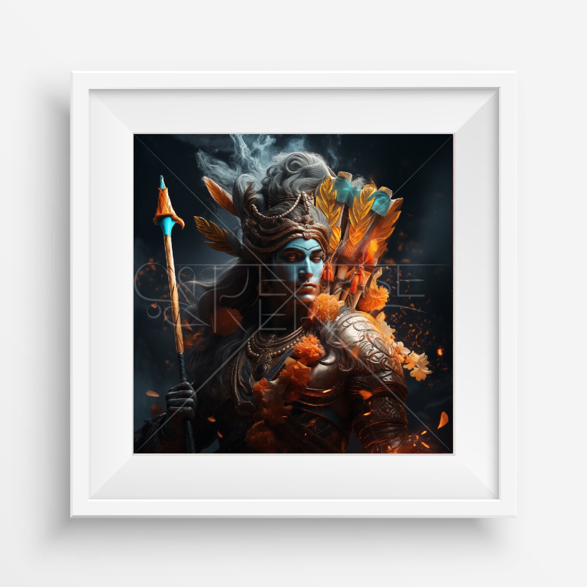 Lord Rama the Warrior, Hindu Home Decor, Spiritual Wall Art, Ramayana ...