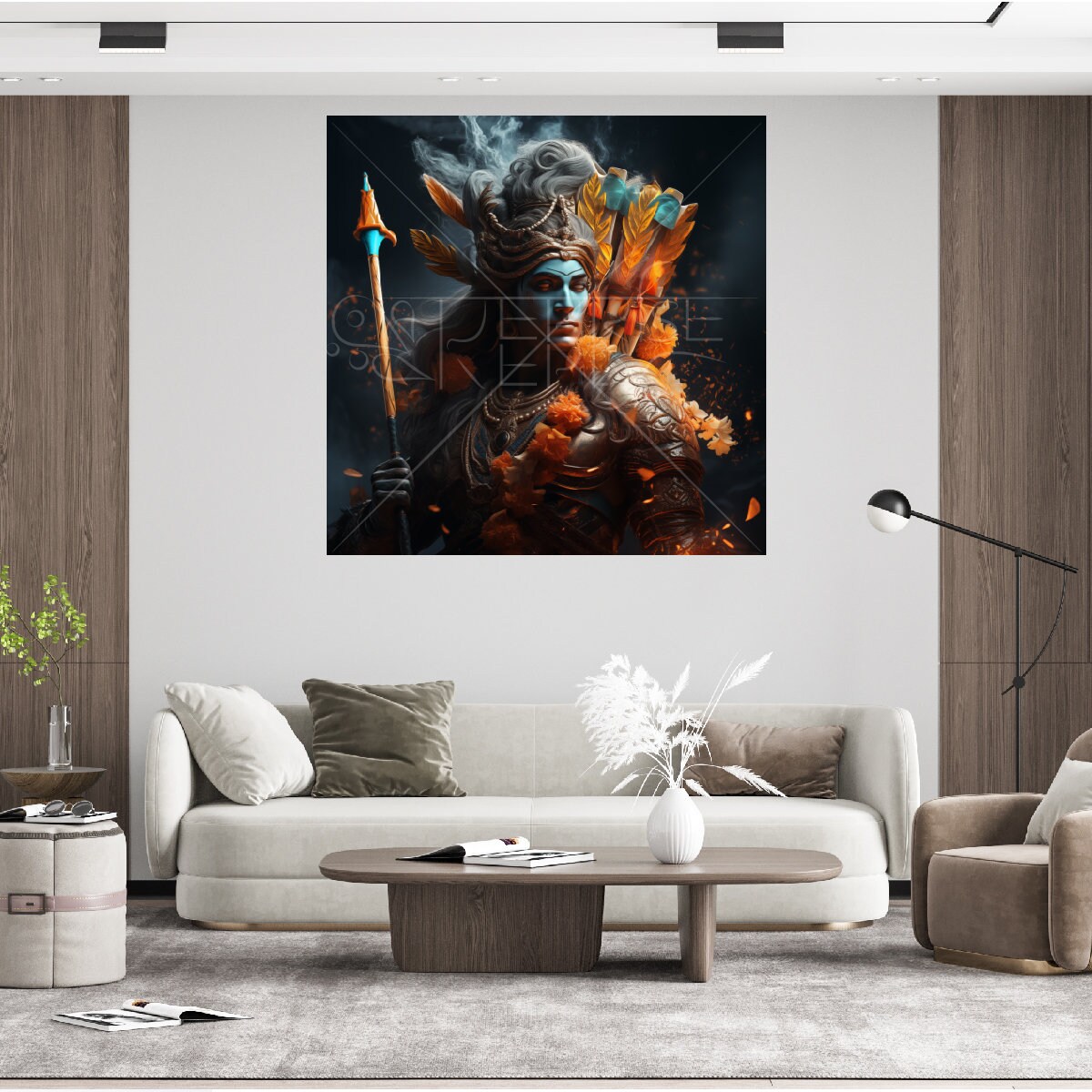 Lord Rama the Warrior, Hindu Home Decor, Spiritual Wall Art, Ramayana ...
