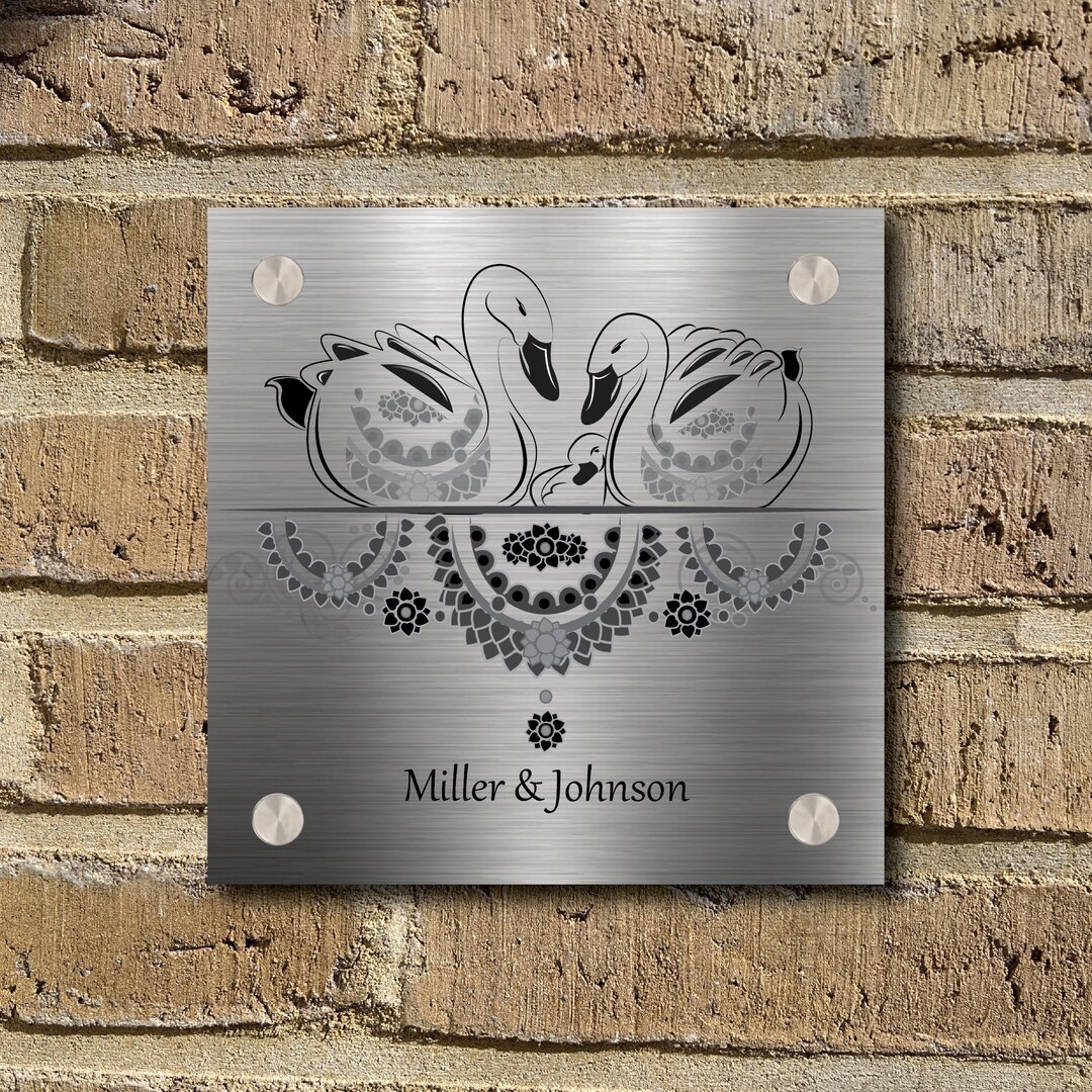 Swan House Number Sign, Animal House Number Plate, Swan Address Plaque ...