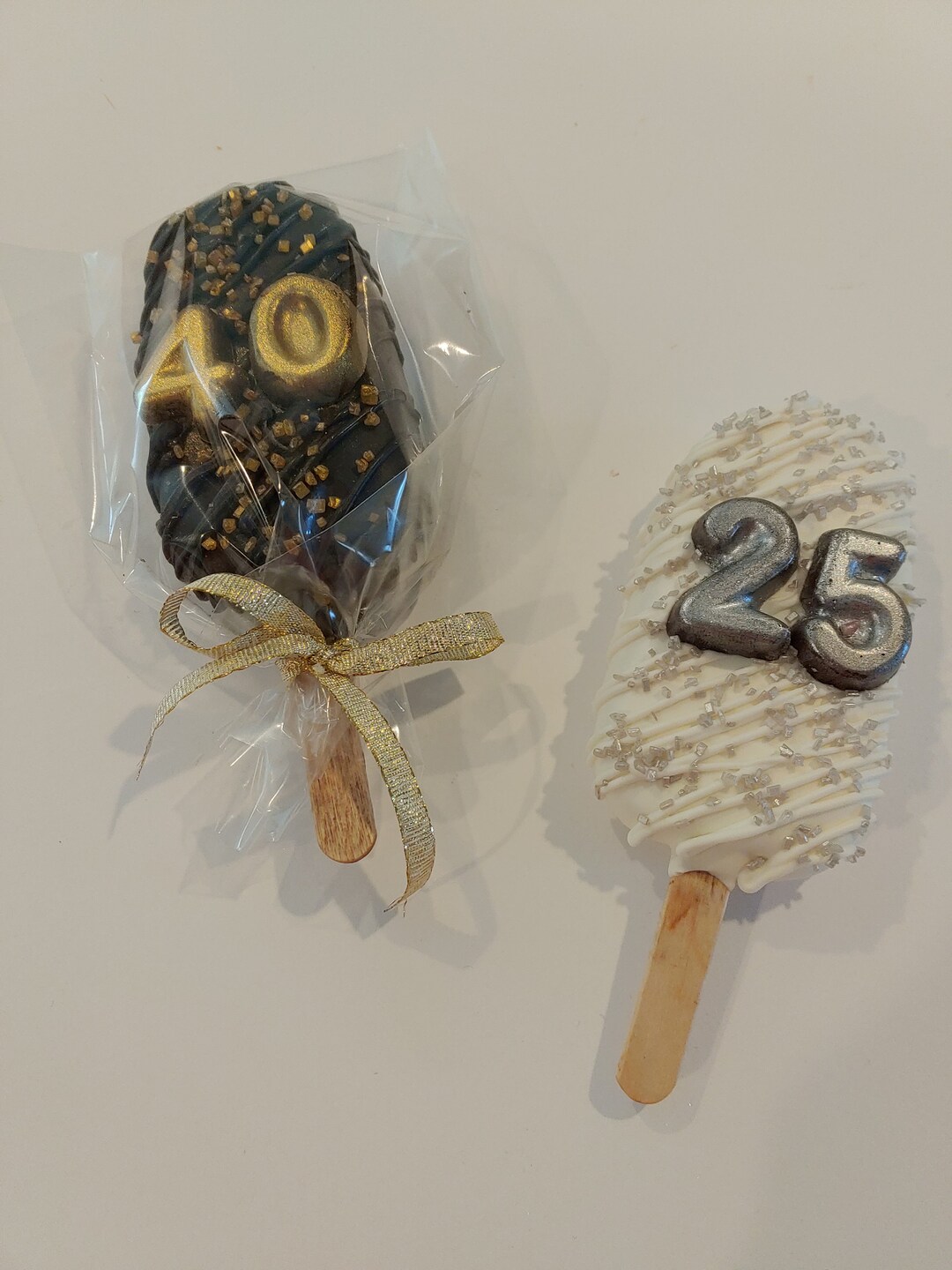 Birthday Anniversary Number Cake Popsicles With Gold Silver Luster Dust ...