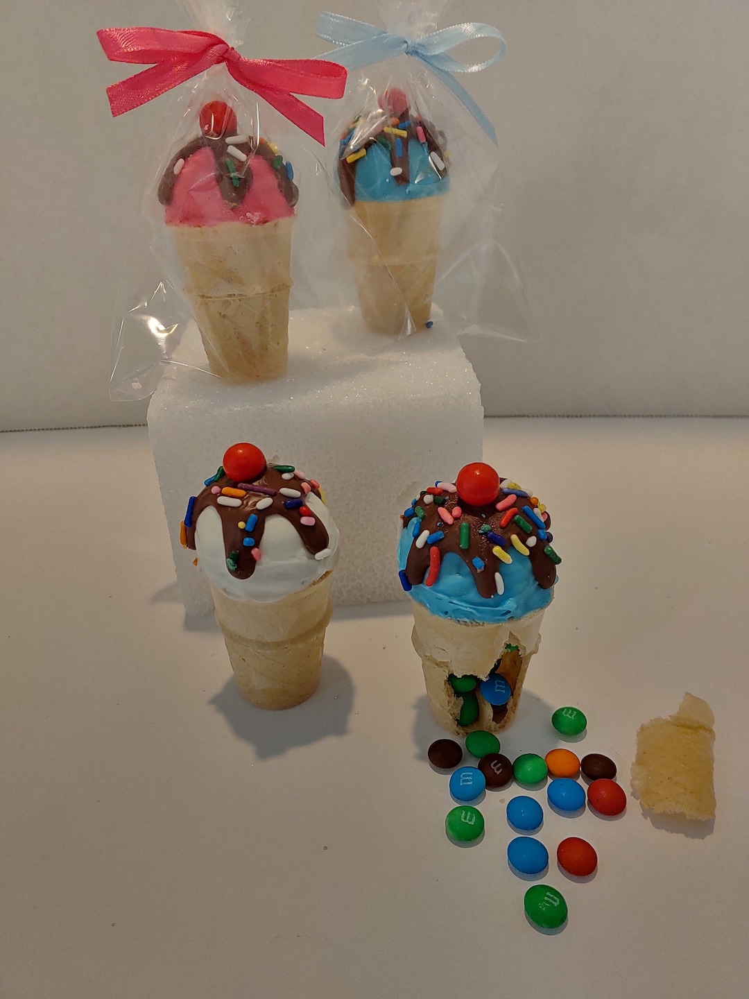 Ice Cream Cone Cake Pops Filled With M&ms 1 Dozen - Etsy