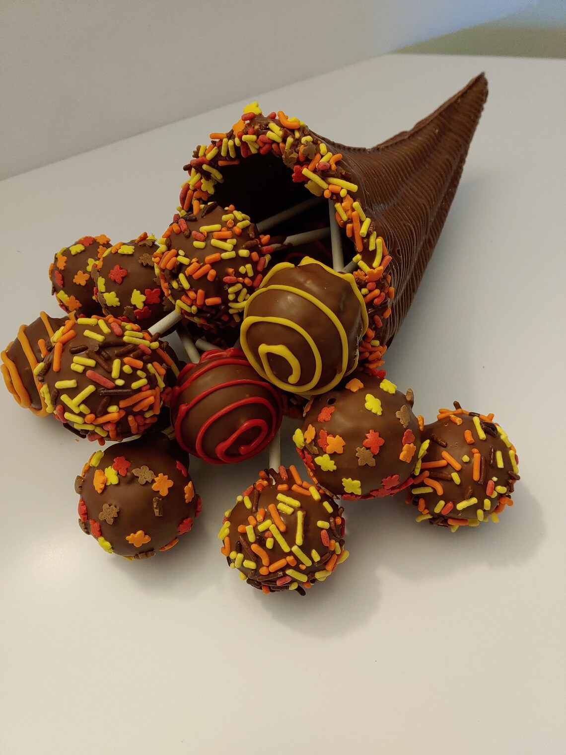 Chocolate Cornucopia Filled With Cake Pops - Etsy