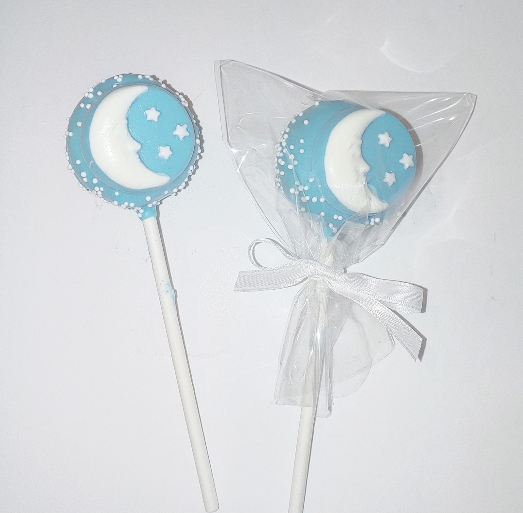 Moon Vanilla Cake Pops: Blue Candy, Moon Topping (12 Count) - Etsy