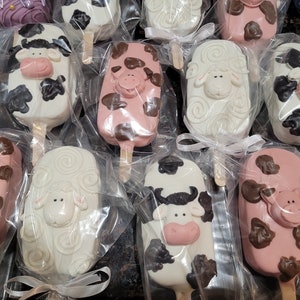 Farm Animal Cake Popcicle Sheep Cow Pig(12) - Etsy