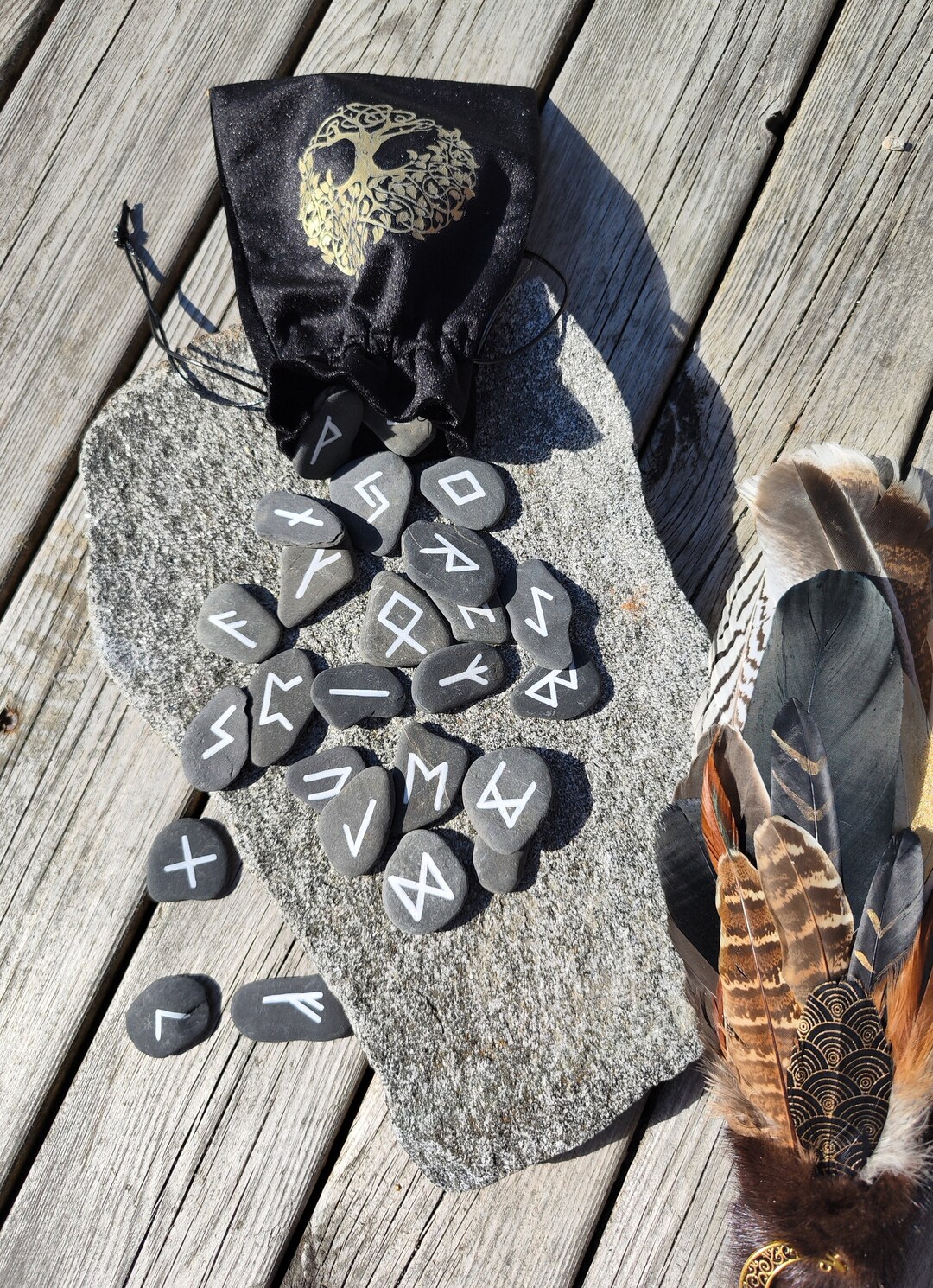 Rune Stone Set 25 Pieces, Handcrafted Runes With Velvet Bag - Etsy