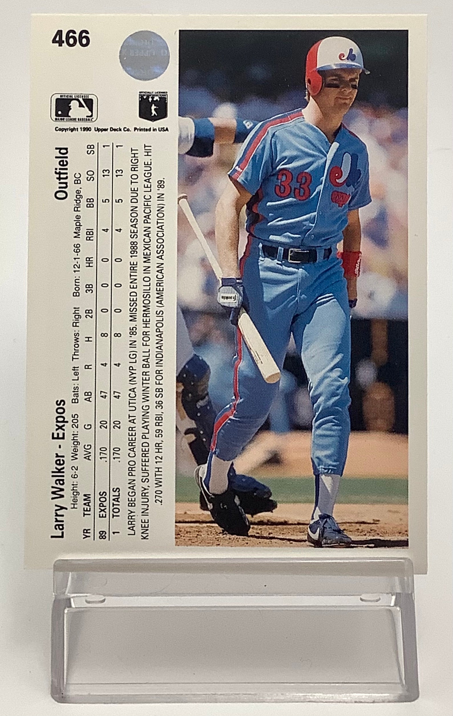 ORIGINAL Larry Walker Montreal Expos 1990 ROOKIE CARDS Bundle of Five ...