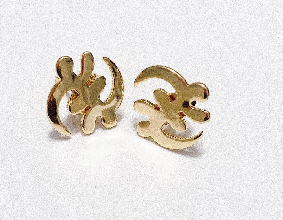 Gold Plated Adinkra Stud Earrings / Stud Earrings / Sterling Silver ...