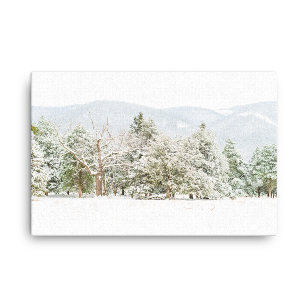 Mountains in Snow Canvas, Mountains in Snow Wall Art, Winter Scenery ...