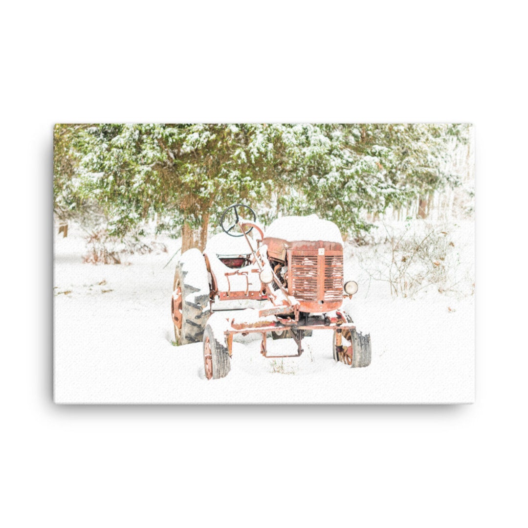 Tractor in Snow Canvas, Farmall Tractor Canvas, Winter Canvas, Winter ...