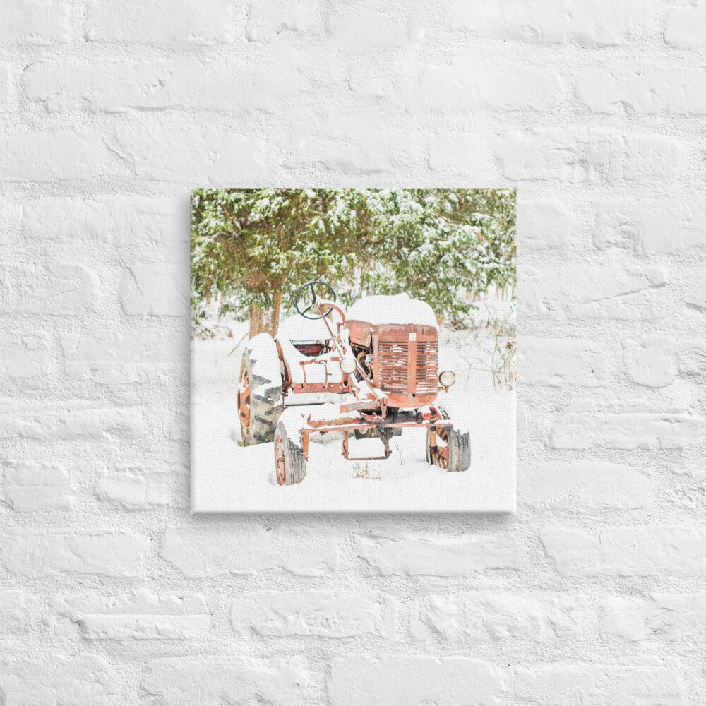 Tractor in Snow Canvas, Farmall Tractor Canvas, Winter Canvas, Winter ...