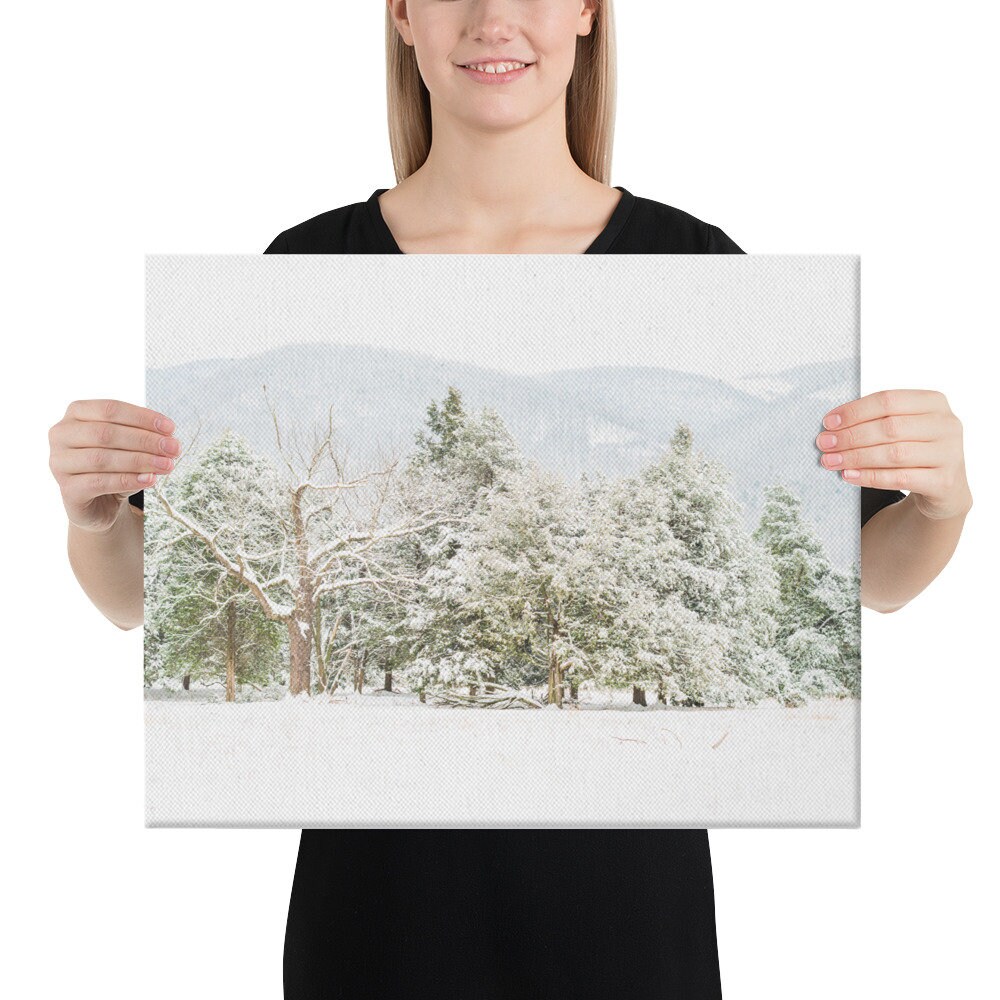 Mountains in Snow Canvas, Mountains in Snow Wall Art, Winter Scenery ...