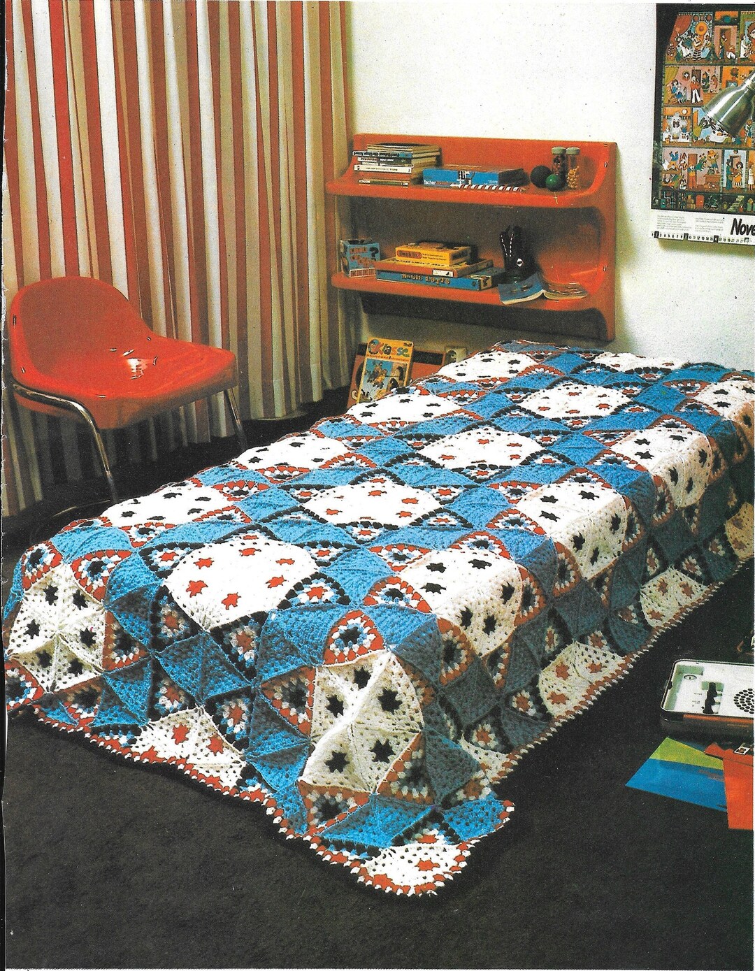 Granny Square Bedspread Downloadable PDF Crocheted Granny Triangles ...