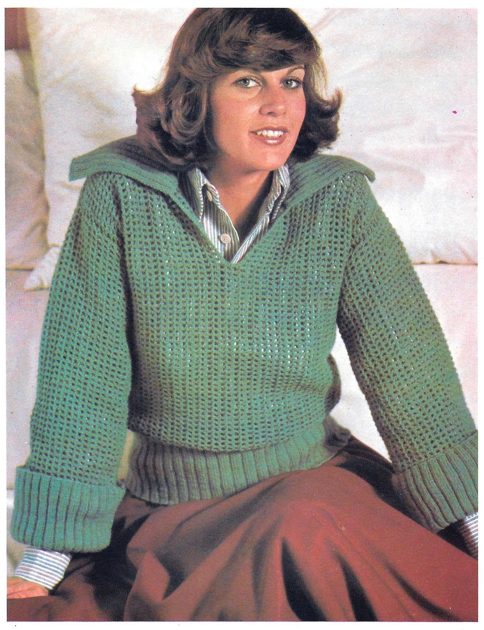Split Neck Large Collared Crochet Jumper With Knit Trim - Etsy