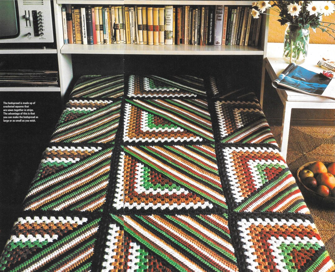 Geometric Granny Square Bed Spread Downloadable Pattern Crochet Granny ...