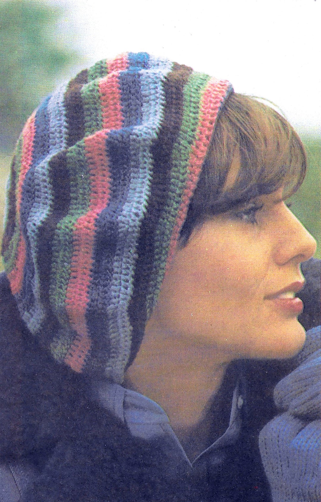Easy Crochet Beret PDF Pattern Striped Beret Hat Vintage Crochet ...