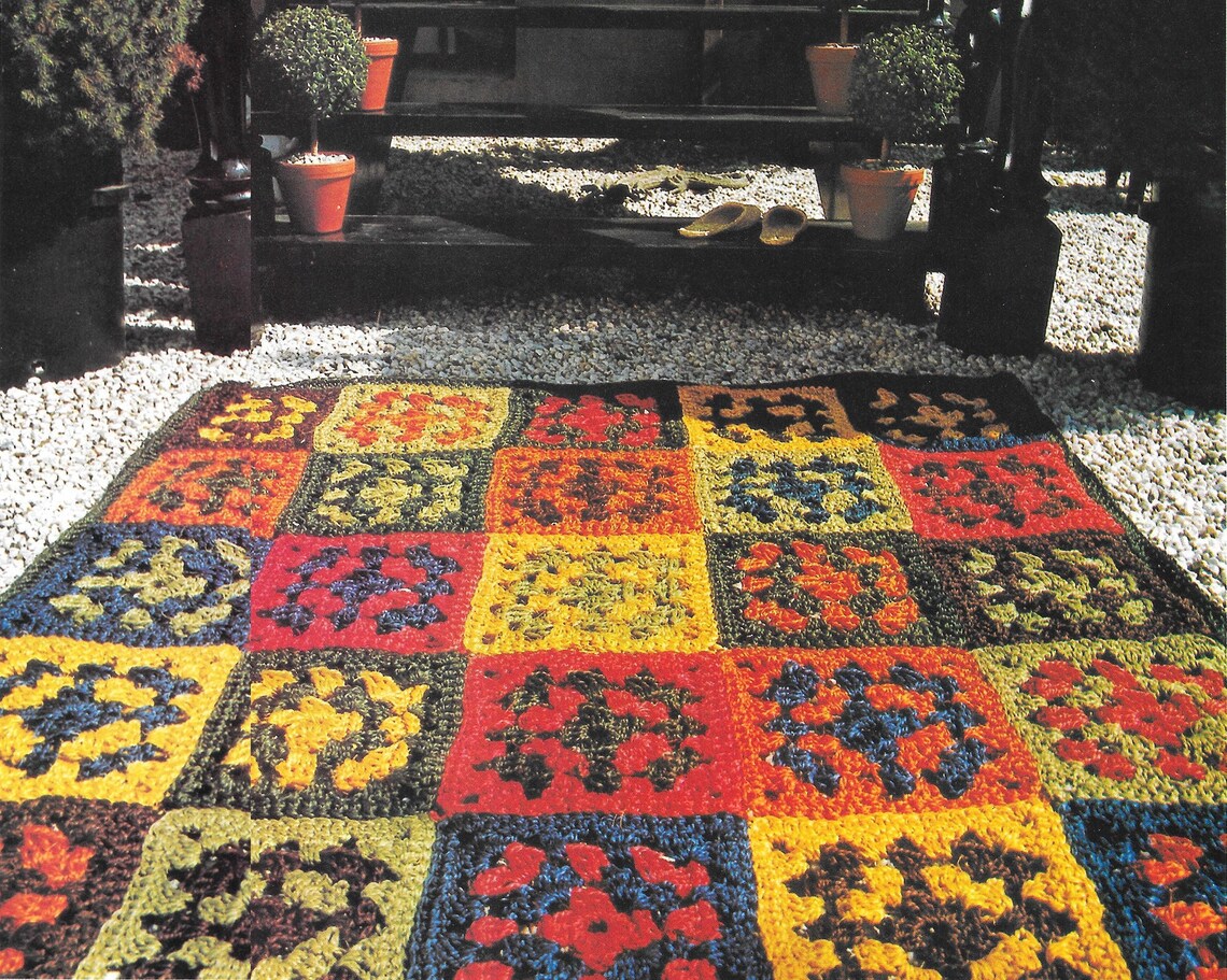 Granny Square Rug Downloadable PDF Pattern Sisal Crochet Rug Vintage ...