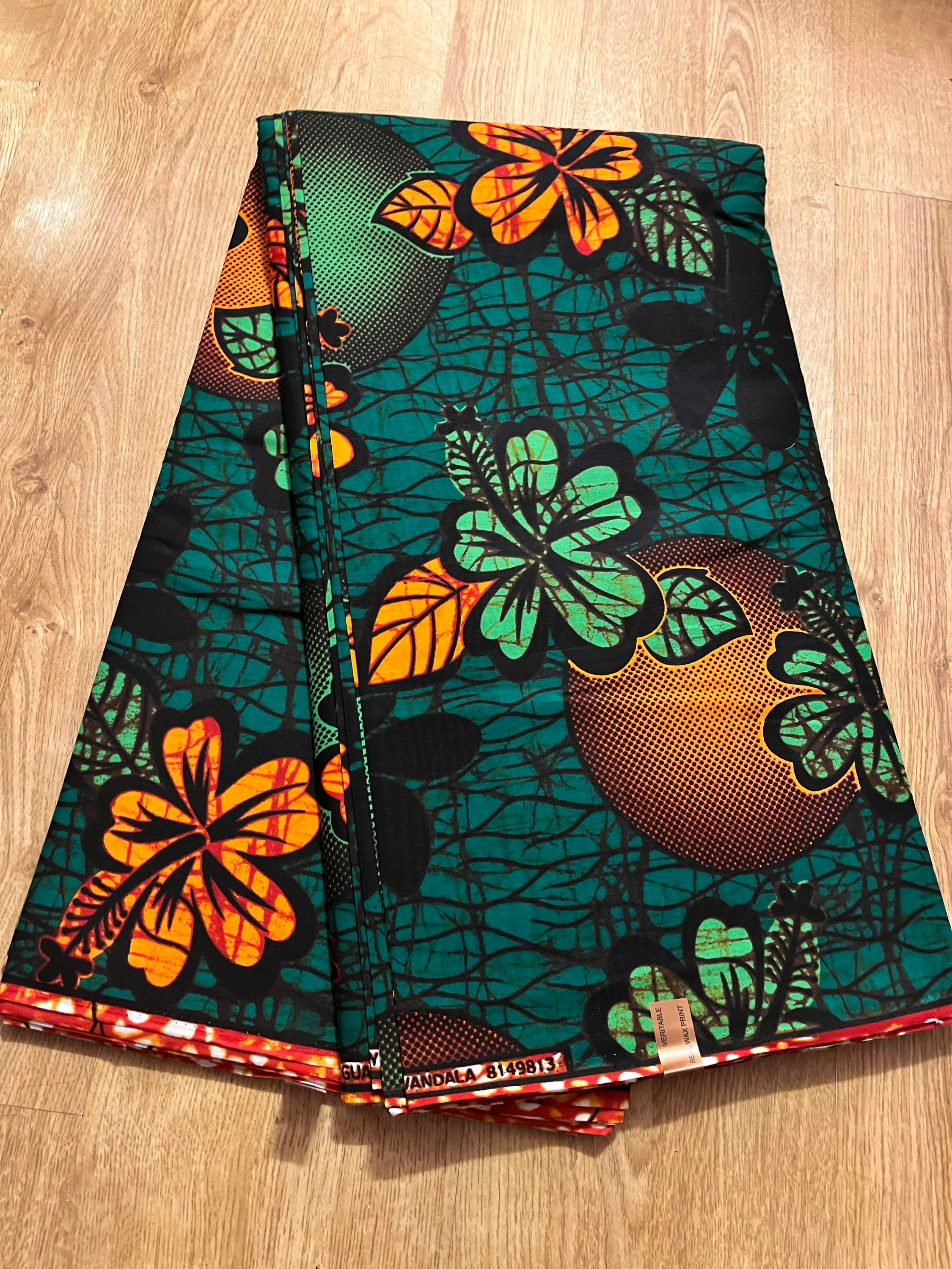 Dark Green & Orange (limited Edition) African Print Fabric by the Yard ...